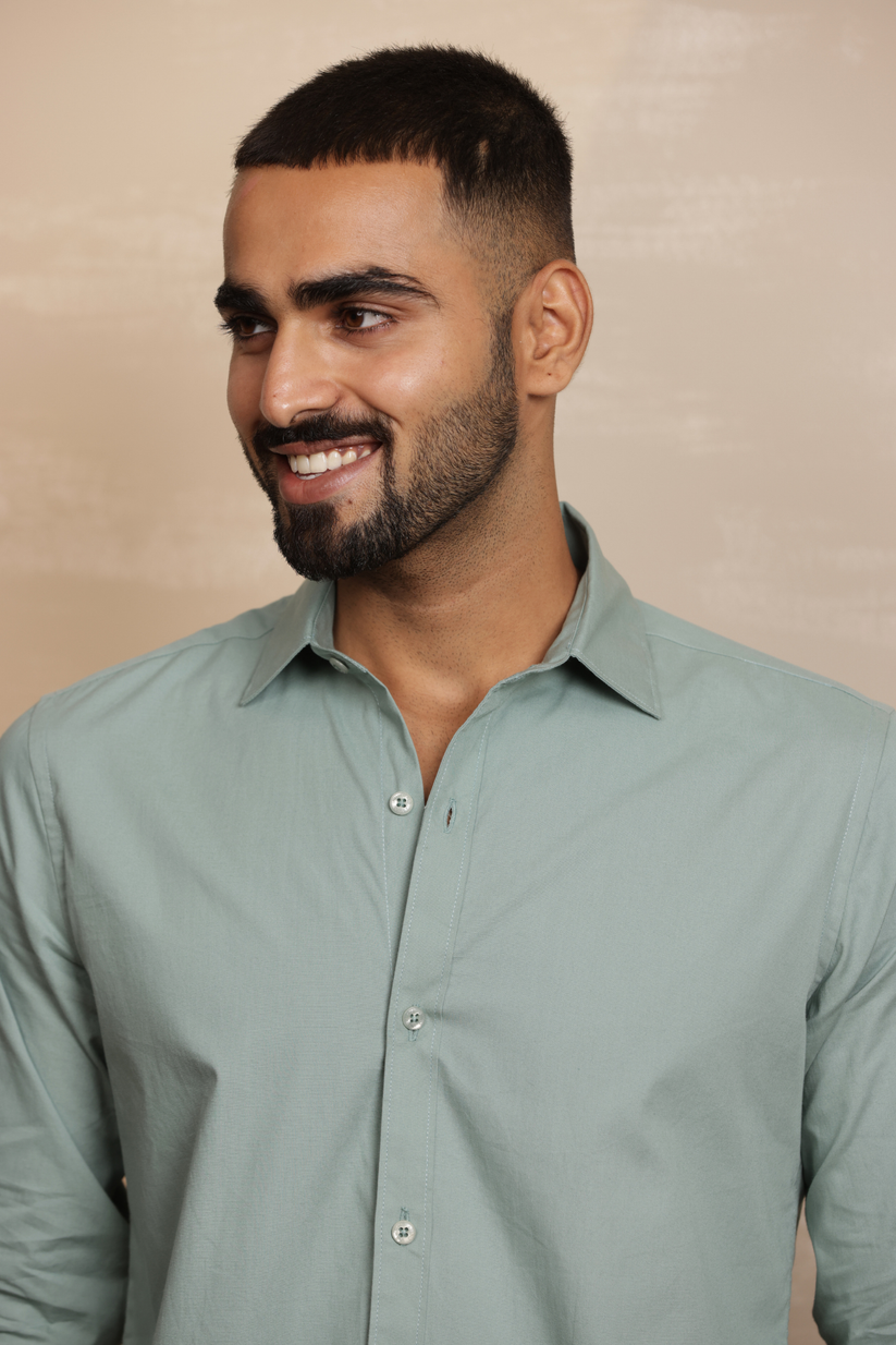 Essential Plain Premium Cotton Shirt - Pista – UNCLUTTERED CLOSET